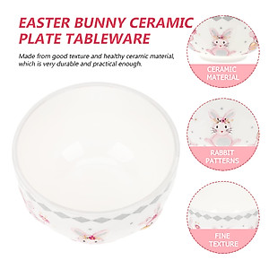 SOIMISS Easter Bowl Ceramic Bunny Candy Dish Easter Basket Rabbit Candy Bowl Snack Appetizers Porridge Soup Bowl Salad Bowl Spring Party Home Restaurant Use
