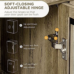 HOMCOM Farmhouse Sideboard, Buffet Cabinet with Glass Door, Credenza, Distressed Grey