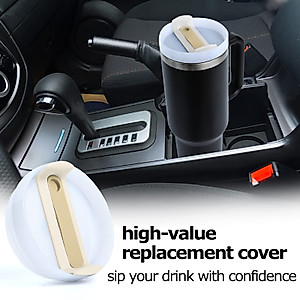 3 Pack Tumbler Lid for Stanley Cup, 40 OZ Replacement Spill Proof Splash Resistant Tumbler Covers, Reusable Tumbler Cover for Stanley Cup Accessories (grey+black+beige)