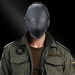 Airsoft Paintball Mask Tactical BB Gun Classic Style Head Protective Mask Field Hunting Military War Game Shooting Accessories (Black)