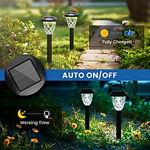 GIGALUMI 8 Pack Solar Lights Outdoor, Solar Pathway Lights with Great Pattern, Waterproof Auto On/Off Solar Powered Light for Outside Yard Garden Walkway Driveway Lawn Pathway