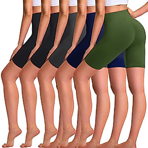 VALANDY 5 Pack Yoga Short Pants Summer Running Athletic Biker Shorts for Women Girls Dance Gym Cloth