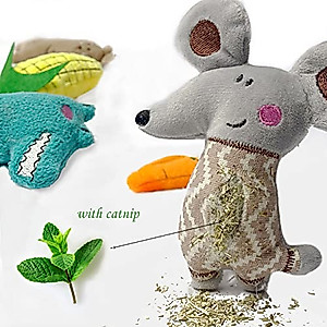 AZOFFYIU Cat Toys, Interactive Cat Toy for Indoor Cats, Soft and Durable Crinkle Sound Catnip Toys, Catnip Filled Mouse Cat Teething Chew Toy (Pack of 12)