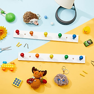 Maitys 4 Pcs Kids Coat Rack Wall Mount Rainbow Kids Wall Hooks Wooden Coat Hooks Cute Coat Rack Wall Mounted for Kid's Towels Backpacks Bedroom Bathroom Playroom Classroom, Multicolor