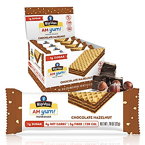 Rip Van AM YUM Chocolate Hazelnut - Keto Snacks - Non-GMO - Healthy -Low Calorie, Low Carb & Low Sugar (1g) - 16 Count