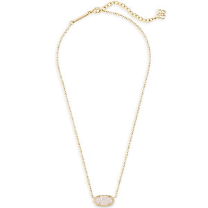 Kendra Scott Elisa Adjustable Length Pendant Necklace for Women, Fashion Jewelry, 14k Gold-Plated, Iridescent Drusy