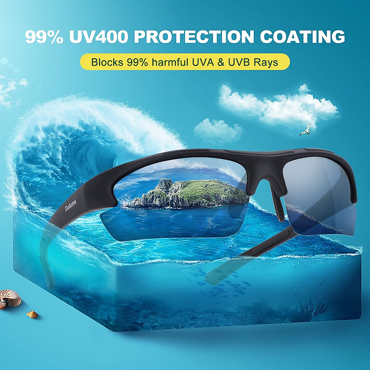 Duduma Mens sunglasses Polarized Sports Sunglasses for Men Fishing Cycling Running Golf Driving Glasses Tr62 Superlight Frame