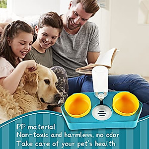 Dog Bowls 3 in 1, Cat Bowls for Food with Gravity Water Bottle, Dog Water Bowl Dispenser No-Spill, Automatic Cat Feeders Detachable for Dogs Cats Pets (Blue)