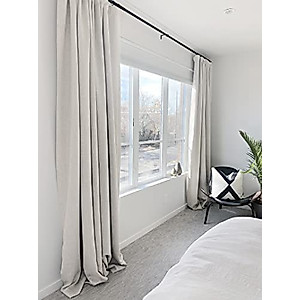100% Blackout Shield Linen Blackout Curtains 84 Inches Long 2 Panels Set, Clip Rings/Rod Pocket Blackout Curtains No Light, Black Out Curtains & Drapes for Bedroom, 50 inches Wide Each Panel, Beige