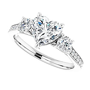 JEWELERYIUM 1 CT Heart Cut Colorless Moissanite Engagement Ring, Wedding/Bridal Ring Set, Solitaire Halo Style, Solid Sterling Silver Vintage Antique Anniversary Promise Rings Gifts for Women (9)