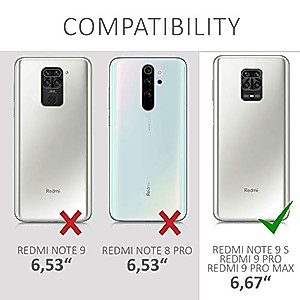 kwmobile Wallet Case Compatible with Xiaomi Redmi Note 9S / 9 Pro / 9 Pro Max - Case Fabric and Faux Leather Phone Flip Cover - Grey/Black