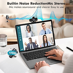 Full 1080p HD Camera wide angle camera, microphone and tripod stent USB PC network camera, with privacy shutter, for video calls, recording,meeting,streaming media,games, games,high -defined cameras
