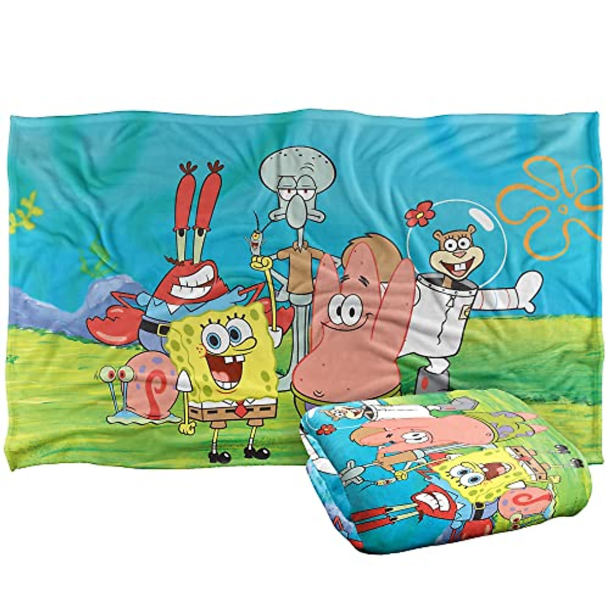 Spongebob Blanket, 36"x58" Spongebob Group Scene Silky Touch Super Soft Throw Blanket