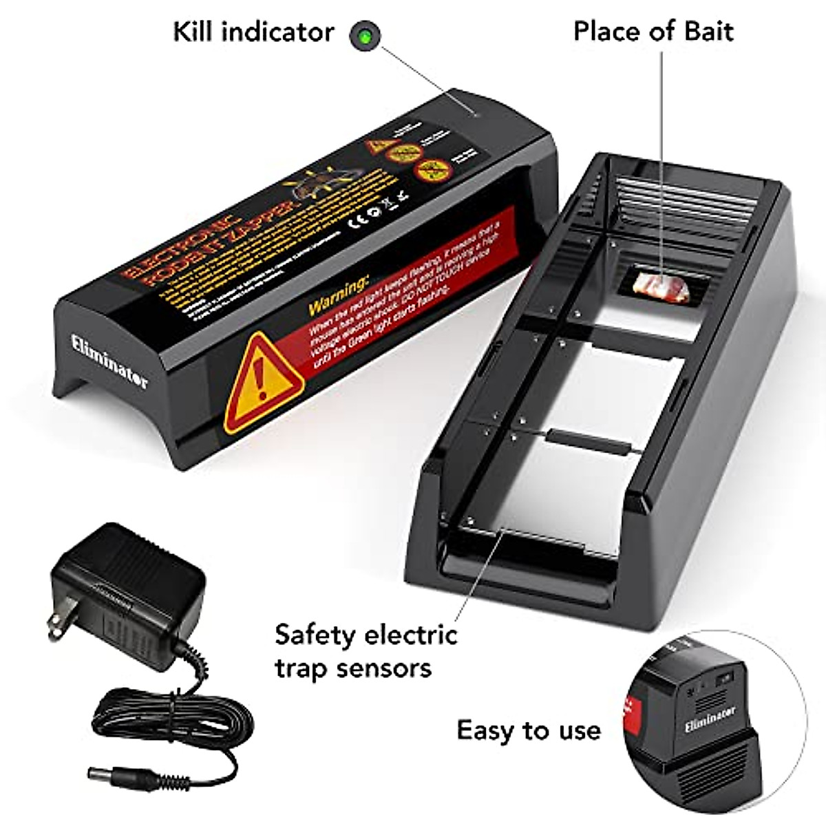 Eliminator Mouse Trap & Rat Trap-Electric Mouse Traps Indoor for Home- Humane pest Control Traps for Mice- No Touch, Reusable Rat Zapper Rodent Killer