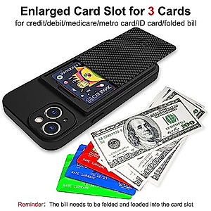 Karrint Wallet Case for iPhone 13 Case with Card Holder, Push-Pull Design Credit Card ID Slot, Dual Layer Shockproof Scratch Resistant Protective iPhone 13 Wallet Case for Women Men-Black