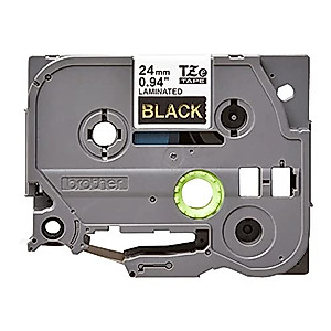 Brother Tze354 Tze Standard Adhesive Laminated Labeling Tape, 1-Inch W, Gold On Black