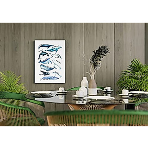 Sea Life Whale Educational Ocean Animal Chart Wall Art Canvas Farmhouse Whale Theme 11x14 Inch Prints Decor For Home Bedroom Living Room Classroom Library Dorm,Gift For Kids Students Classmates