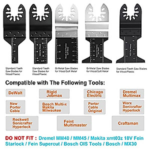 33 Pack Sawblaz Universal oscillating Tool Blades Wood Plastics Soft Metal Oscillating Saw Blades Quick Release Multitool Blades Fit Dewalt Rockwell Royobi Millwaukee Porter Cable Rigid Craftsman