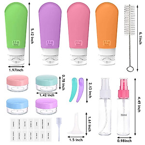 GOFLORDEN 16 Pack Travel Bottles Set for Toiletries, TSA Approved Travel Size Containers, Leak Proof Silicone Squeezable Travel Bottles 2oz 3oz for Shampoo Conditioner Lotion Body Wash (BPA Free)