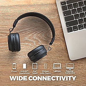 MuveAcoustics CORE Over-Ear Headphones, Over-Ear Bluetooth Wireless, Soft On-Ear Cushion Earcups Foldable, 20H Playtime, HD Audio Deep Bass for Airplane Travel, Home Office, PC Chromebook, Black