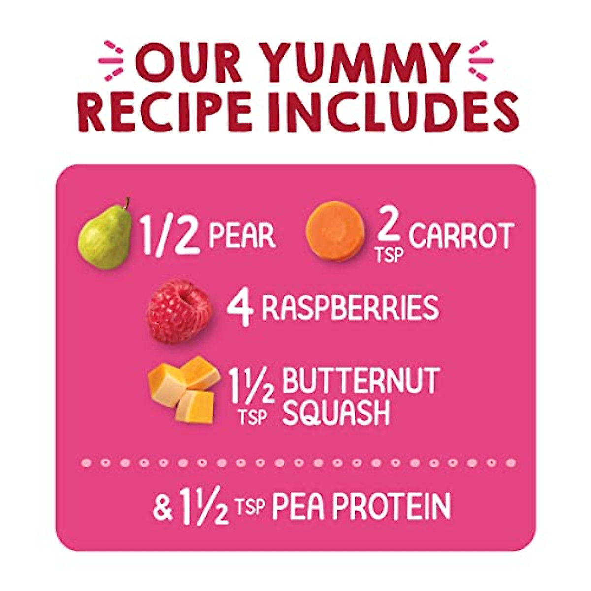 Happy Tot Organics Stage 4 Baby Food Pouches, Gluten Free, Vegan Snack, Fiber & Protein Fruit & Veggie Puree, Pears, Raspberries, Butternut Squash & Carrots, 4 Ounce (Pack of 16)