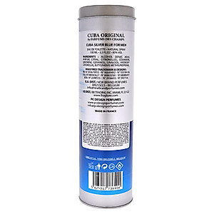 Cuba Silver Blue Eau de Toilette Spray for Men, 3.3 Ounce, brown