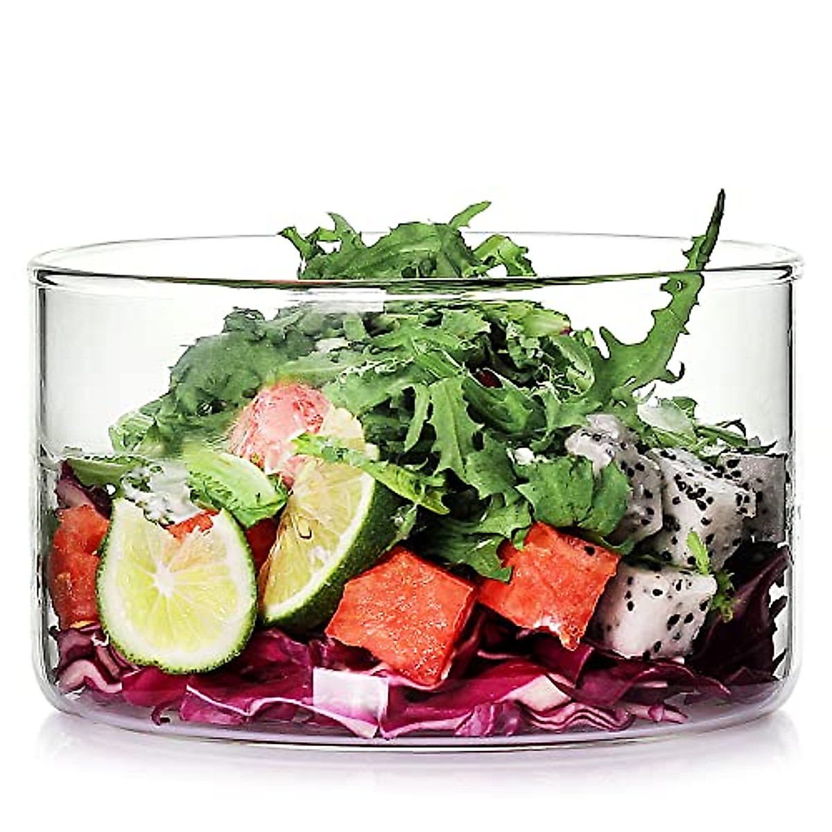 LUXU Glass Salad Bowl 46 oz,Fruit Bowl 29 oz Milk Bowl 15 oz,Set of 3 Glass Mixing Bowl All Purpose Round Serving Bowl Great for Serving Salad,Fruit,Popcorn, Dips,Condiments,Snack,Oatmeal and More