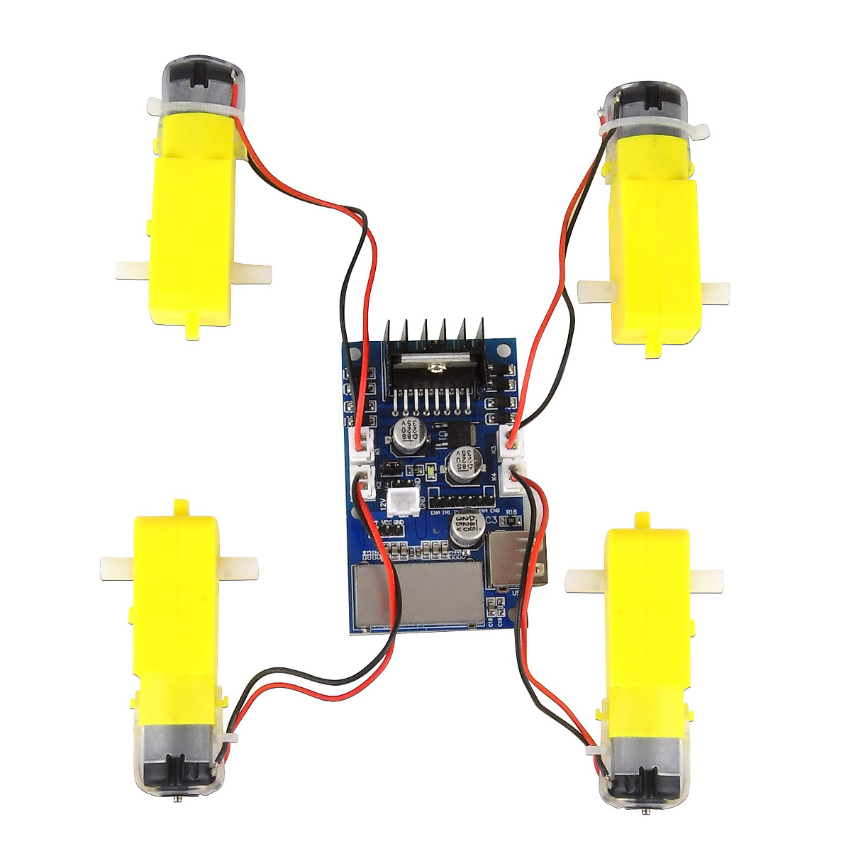 OSOYOO 4WD L298N Motor Driver Board Dual H Bridge DC JST Connectors for Robotic Smart Car for Arduino Rapsberry Pi 3 3b 4b