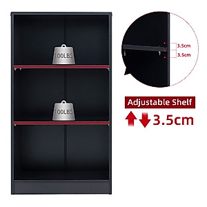 Sunon 3 Shelf Wood Bookcase Freestanding Display Shelf Adjustable Layers Bookshelf for Home Office Library Small Narrow Space (Black, 3-Layers)