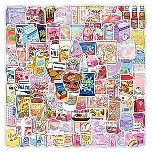 100PCS Food Drink Stickers for Kids Drink Girls Snack Pack Food Ins Can Be Used for Handbook Stickers Stationery Luggage Notes Stickers Decoration