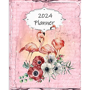 2024 Planner: Daily Weekly and Monthly Calendar | Schedule Organizer | January to December | Flamingo