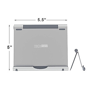TechMatte Large iPad Stand Adjustable Foldable Aluminum Stand for iPad, iPad Pro 12.9, iPad Pro 11, iPad Air, iPad Mini, iPhone 11 Pro Max XS XR, E-Readers