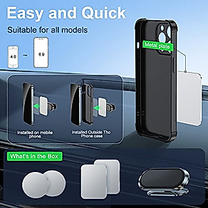 2-Pack Magnetic Phone Holder for Car, [8 Strong Magnet] Car Phone Mount Zinc Alloy Magnetic Car Phone Holder Mount 360° Rotation Car Magnetic Mount Universal Dashboard Cell Phone Holder for All Phones