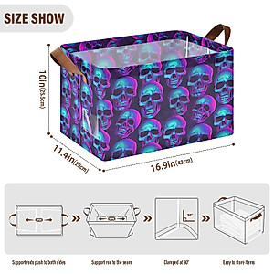 GEDAKO Storage Cubes Foldable Storage Bin Baskets with Double Handles - 117 - Skull Head Shelves Closet Organizers for Clothes Toys,M