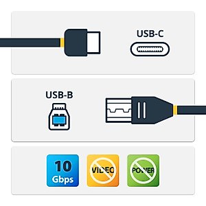 StarTech.com USB C to USB B Printer Cable - 1m / 3 ft - Superspeed - USB 3.1 - 10Gbps - USB C Printer Cable - USB Type C to Type B (USB31CB1M) , Black