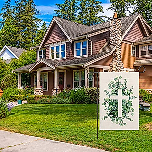 EDDERT Spring and summer yard flag eucalyptus leaf Christ cross leaf Easter garden flag 12 * 18 inch double-sided outdoor decoration
