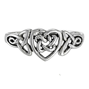 Moonlight Mysteries Silver Celtic Knot Triquetra Hidden Pentacle Heart Ring (sz 4-15) sz 6