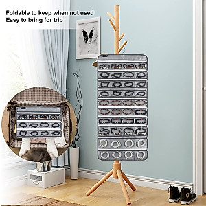 ANZORG 80 Zippered Pockets Hanging Jewelry Organizer for Holding Jewelries Dual-Sided Accessory Display Holder for Earrings Bracelets Rings (80 Zippered Pockets-Grey)