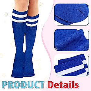 Unittype 6 Pair Rainbow Striped Knee High Socks for Women Long Socks Tube Socks Roller Skate Socks Gift
