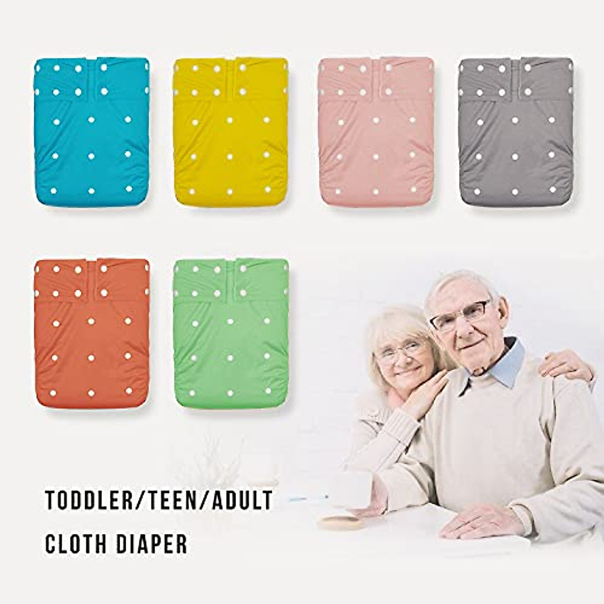 Kawaii Adult Reusable Cloth Diaper, Large Adult Nappy with 1 Super Absorbent Diaper Insert, Waterproof Adjustable Incontinence Leakproof Protective Underwear - Peaches