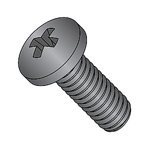 Small Parts M316D7985AB Steel Pan Head Machine Screw, Black Oxide Finish, Meets DIN 7985, #1 Phillips Drive, M3-0.5 Thread Size, 16 mm Length, Fully Threaded, Import (Pack of 100)