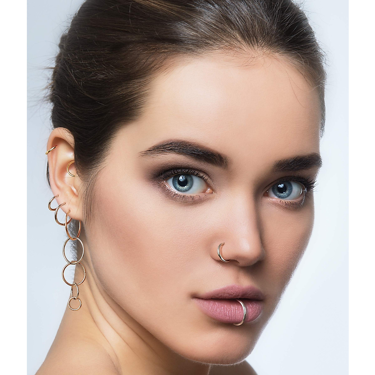 365 SLEEPERS Sterling Silver Unisex Hinged Hoop Nose Helix Tragus Lip Ring Sleeper Earrings - Hand Made In Australia - Nickel Free Hypoallergenic - 8mm - 10mm - 12mm