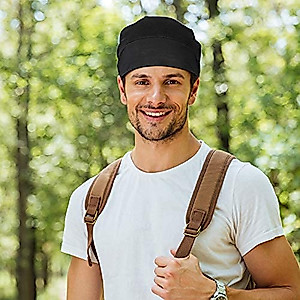 4 Pcs Satin Lined Sleep Bonnet Silk Sleep Cap Slouchy Beanie Hat Night Sleeping Head Wrap for Women Men Curly Hair(Dark Colors)