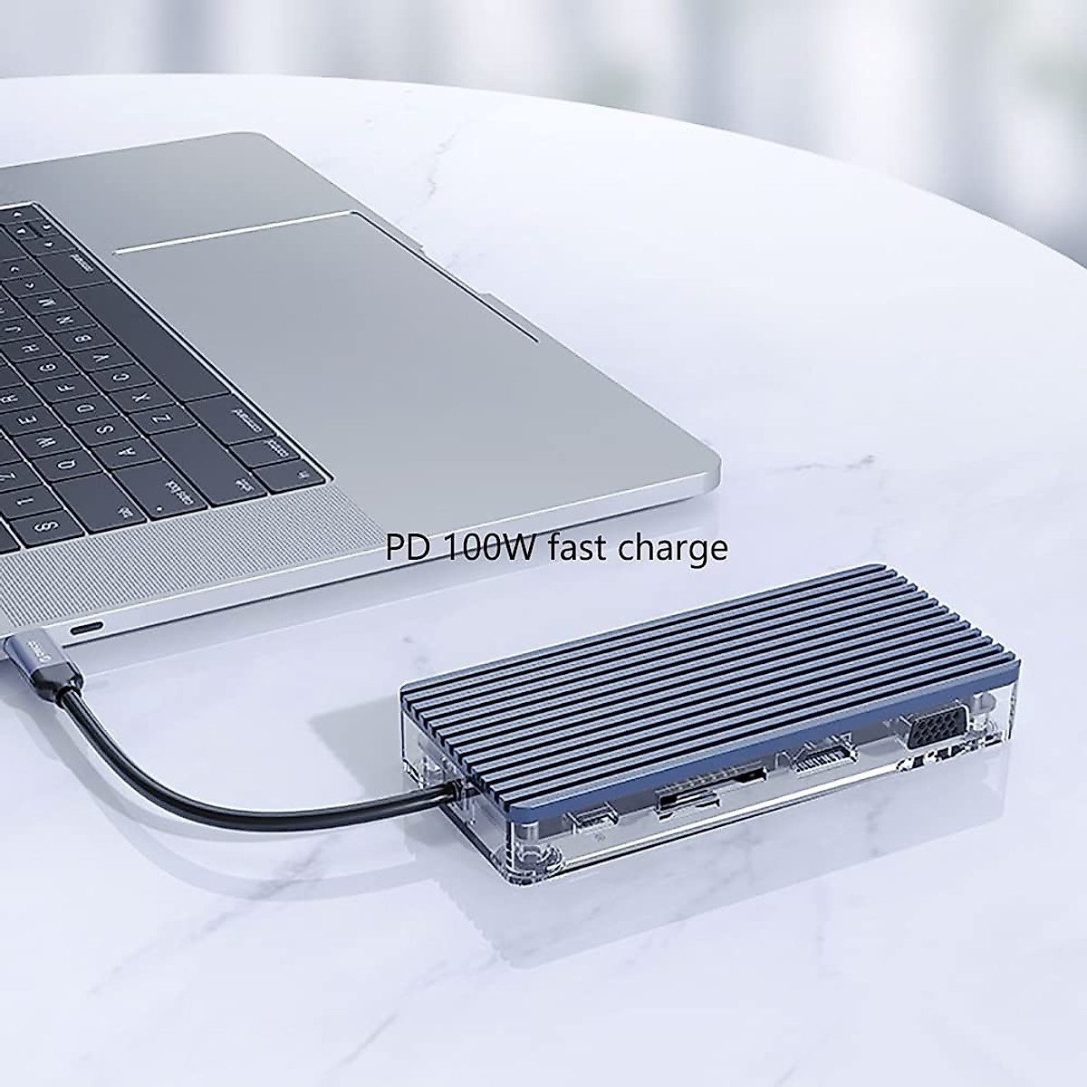 Port Expander USB C Hub 11 in 1 Type C Adapter with HDMI, VGA, 100W PD, 3 USB 3.0, USB 2.0, Ethernet, SD/TF Card Reader, 3.5mm Audio USB Splitter