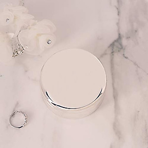 Cherished Moments Personalized Small Round Jewelry Keepsake Box that has Custom Engraved Cross and Message for Baby Baptism, Silver Toned