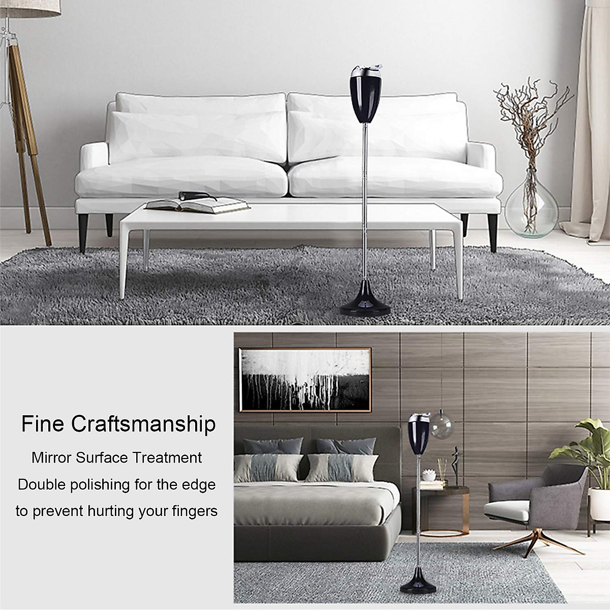 Floor Standing Ash Tray with Lid Adjustable Height from 21.5" to 35" Stainless Steel Contemporary Self-Cleaning Telescopic Smoking Ashtray Cigarette Ashtrays Tall Patio Windproof Ash Holder