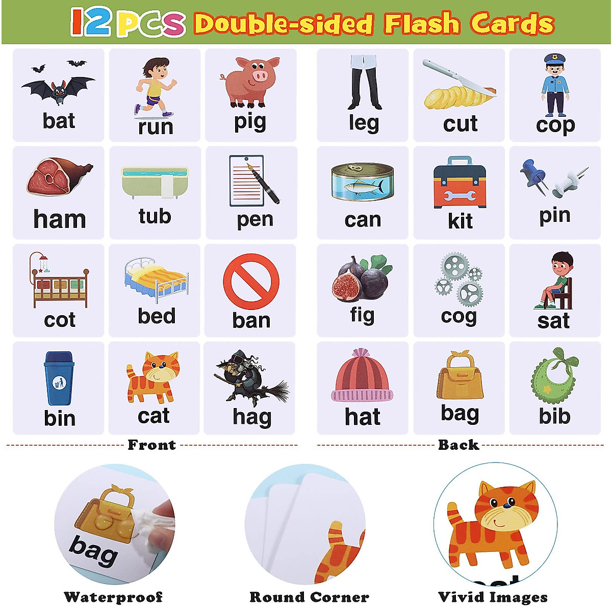 Lewo Wooden Reading Blocks Montessori Toys Sight Word Flash Cards Spelling Games Alphabet Letter Slide Puzzle Preschool Educational Learning Toys for Kids Boys Girls