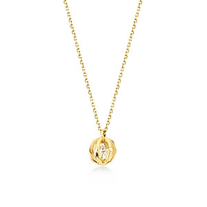 14k Solid Gold Caged Ball Necklace | 14k Yellow Gold Necklaces for Women | Round Pendant Necklace | Delicate Solitaire Jewelry | Gifts for Christmas, 18"