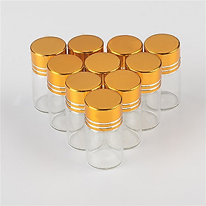TAI DIAN 2ml Mini Glass Bottles Crafts Cute Bottles Aluminum Cover Empty Wishing Gift Bottles Jars Decorate 24 units (24, 2ml)