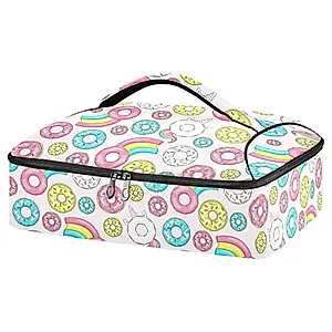 Kcldeci Insulated Thermal Food Carrier Insulated Casserole Carrier for Hot or Cold Food,Donut Unicorn Insulated Tote Bag for Potluck Cookouts Parties Picnic,Lasagna Lugger